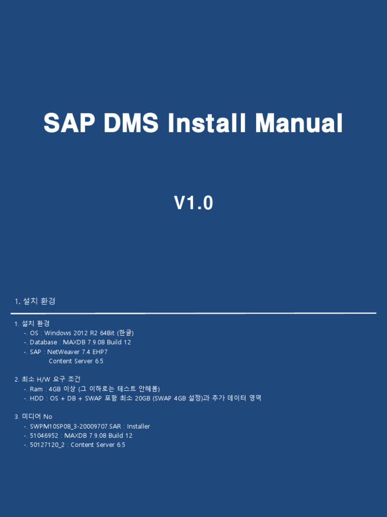 SAP DMS Install Manual - V1.0 | PDF