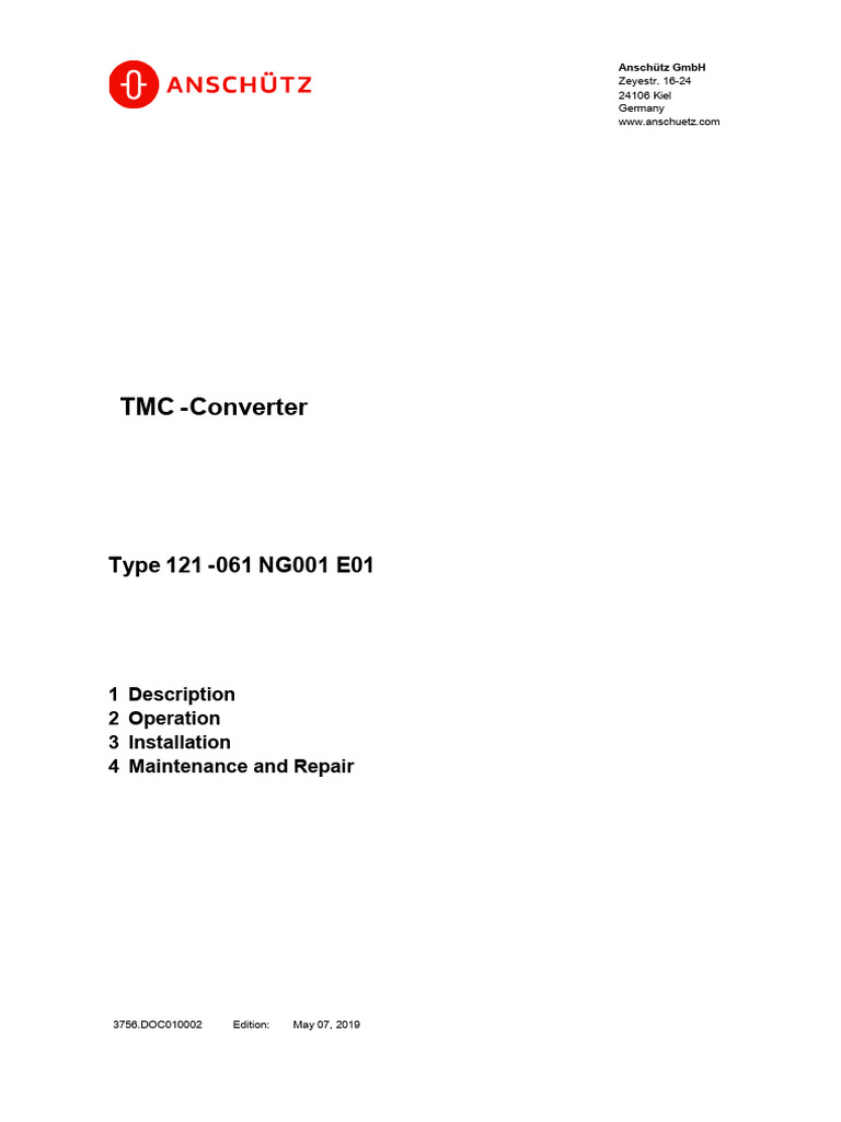 3756 TMC Converter 121-061.NG001 E01 OP SE | PDF | Power Supply ...