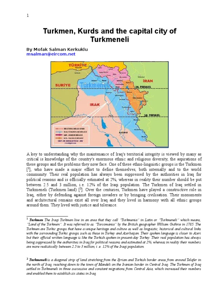Turkmen, Kurds and The Capital City of Turkmeneli: by Mofak Salman ...