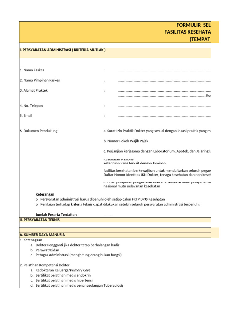Formulir Self Assessment Rekredensialing FKTP Tahun 2025 | PDF