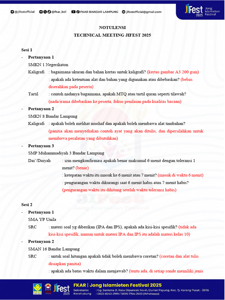 Notulensi TM Jifest 2025 | PDF