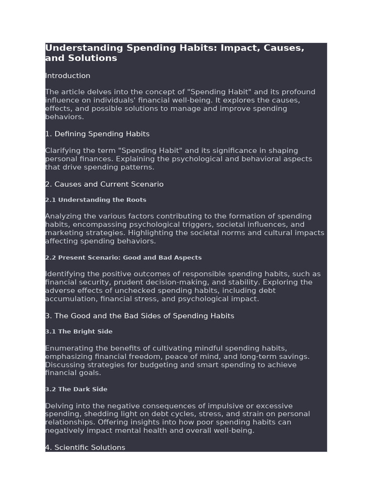 Understanding Spending Habits Explained | PDF | Habits | Well Being