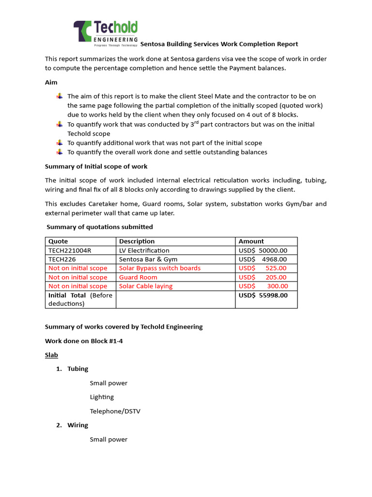 Building Services Work Completion | PDF | Electrical Wiring | Electrical Components
