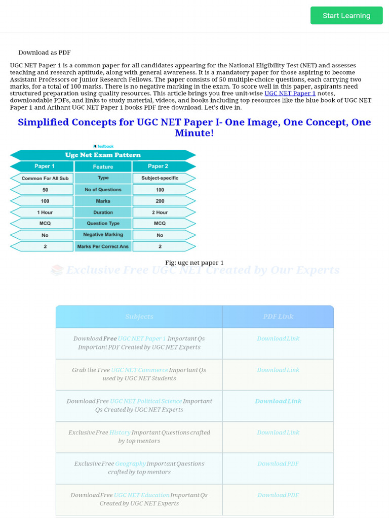 UGC NET Paper 1 - Download PDF Notes & Unit-Wise Study Material | PDF