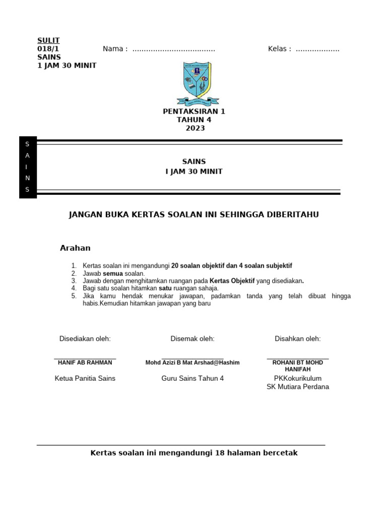 Muka Depan Sains p2 TH 4 | PDF