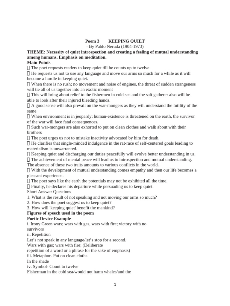 "Pablo Neruda's Poem on Introspection" | PDF