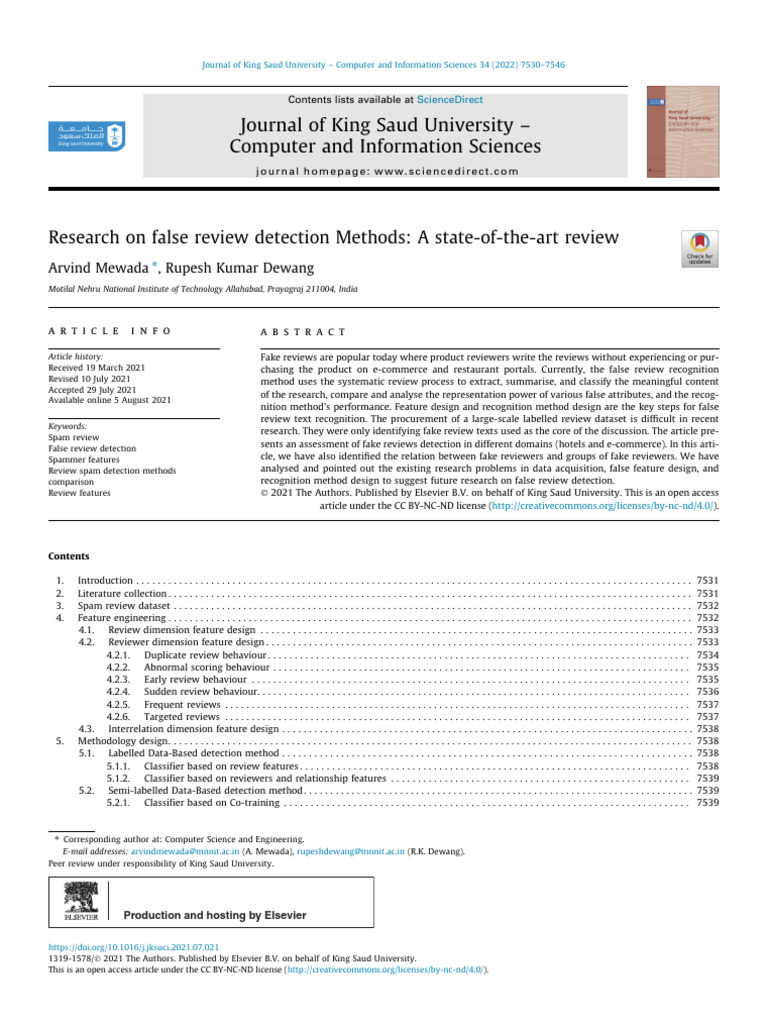 Research On False Review Detection Methods | PDF | Linguistics | Part ...