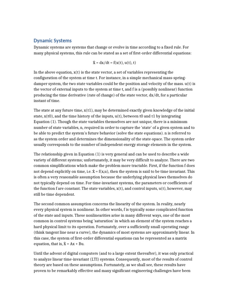 Understanding Dynamic Systems and Equations | PDF | Equations ...