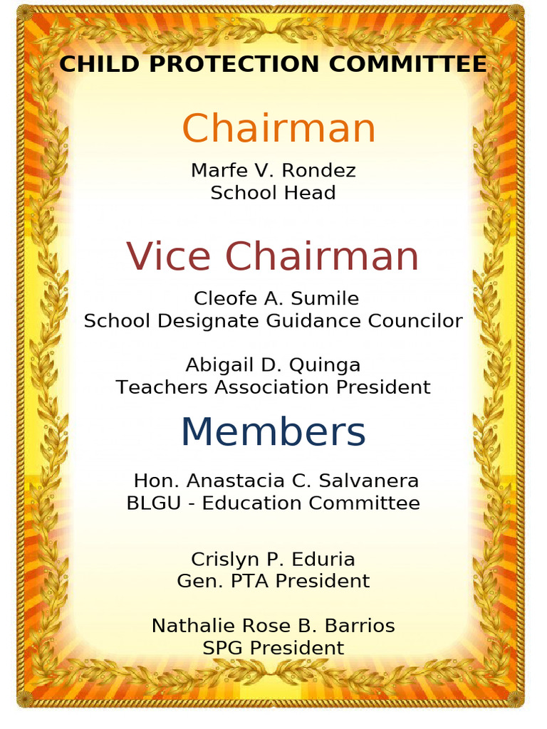 Child Protection Committee Members List | PDF