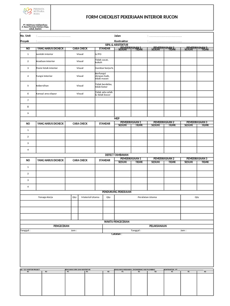 1a. Form Ceklis Konstruksi - Cam Pad Aso Ast Raf (Revisi) (2) | PDF