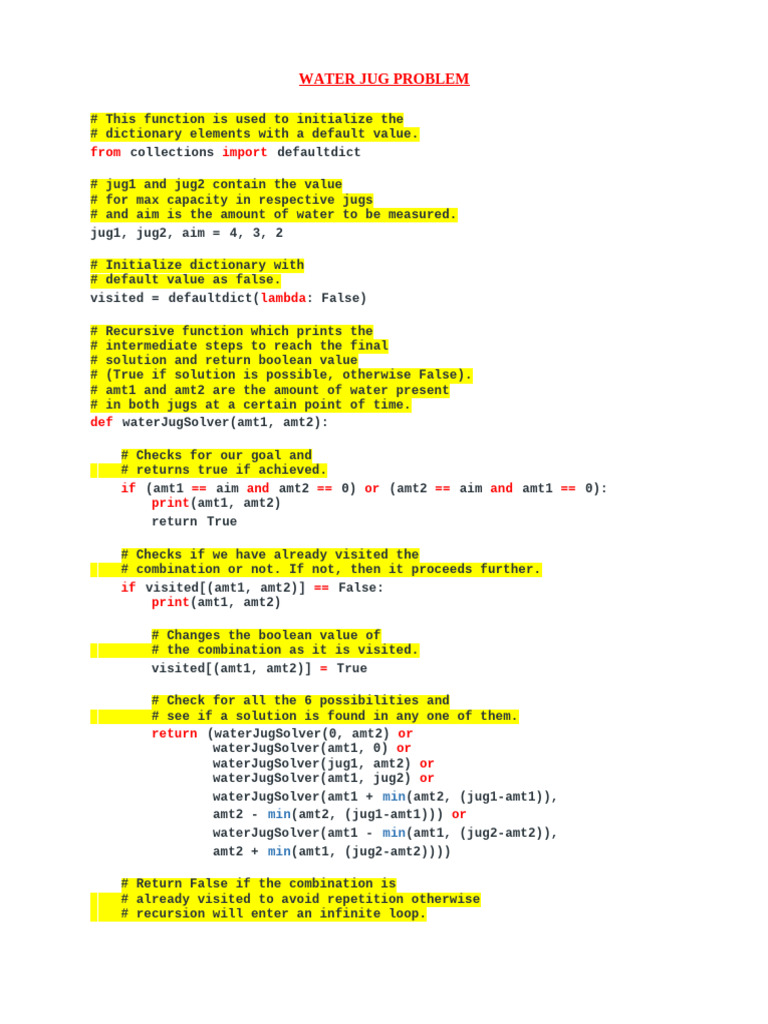 Water Jug Problem | PDF