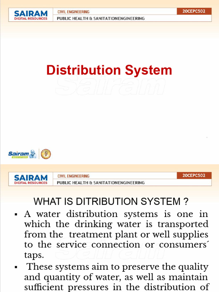 Water Distribution System | PDF | Reservoir | Water