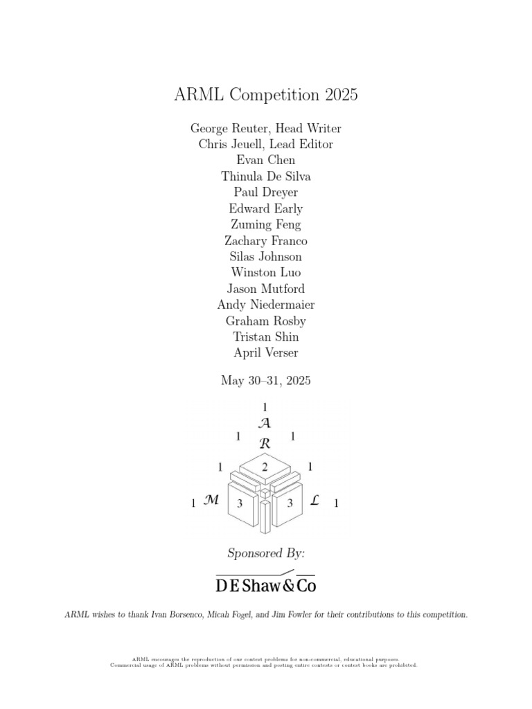 ARML 2025 Contest | PDF | Square Root | Sequence