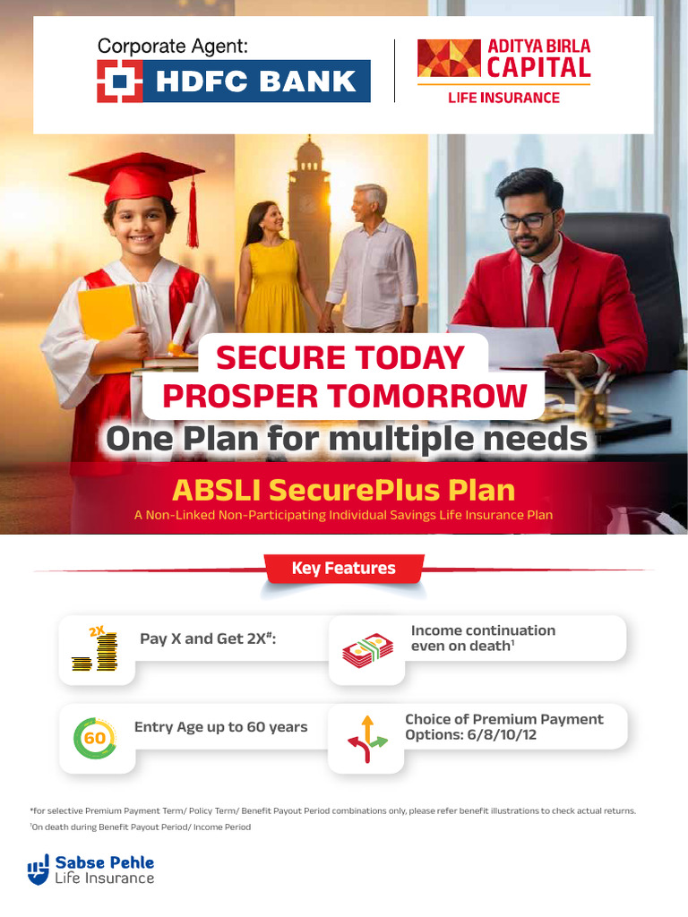 HDFC ABSLI SecurePlus One Pager New Revised | PDF | Insurance | Life ...