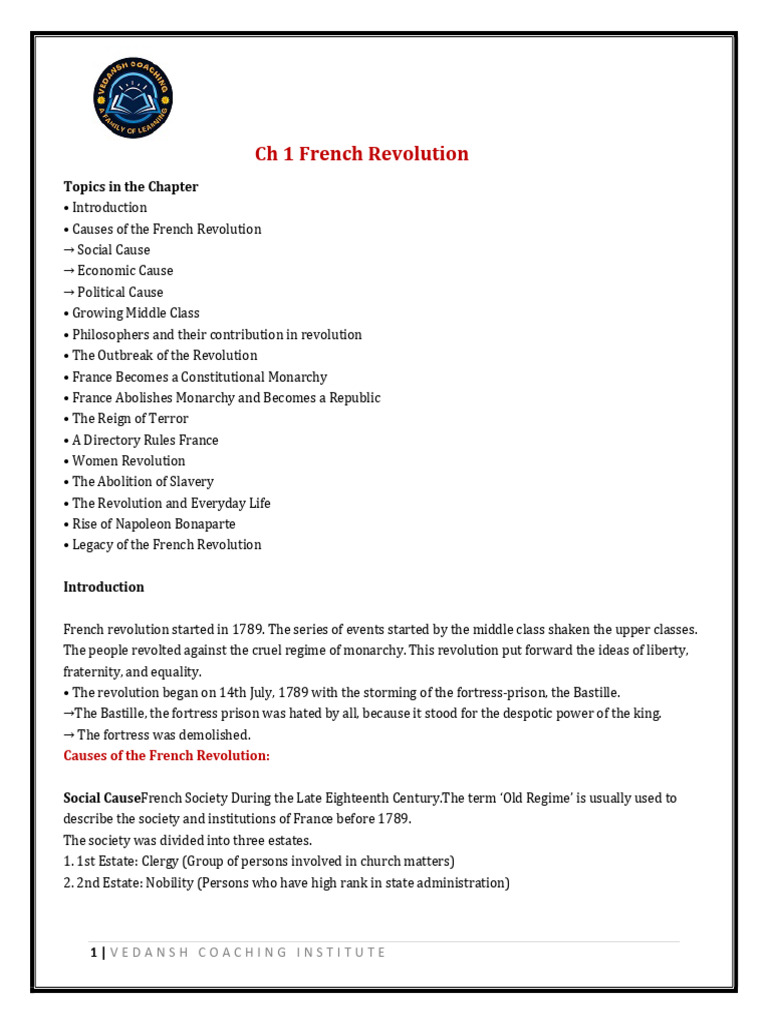 CH 1 French Revolution | PDF | French Revolution | Napoleon