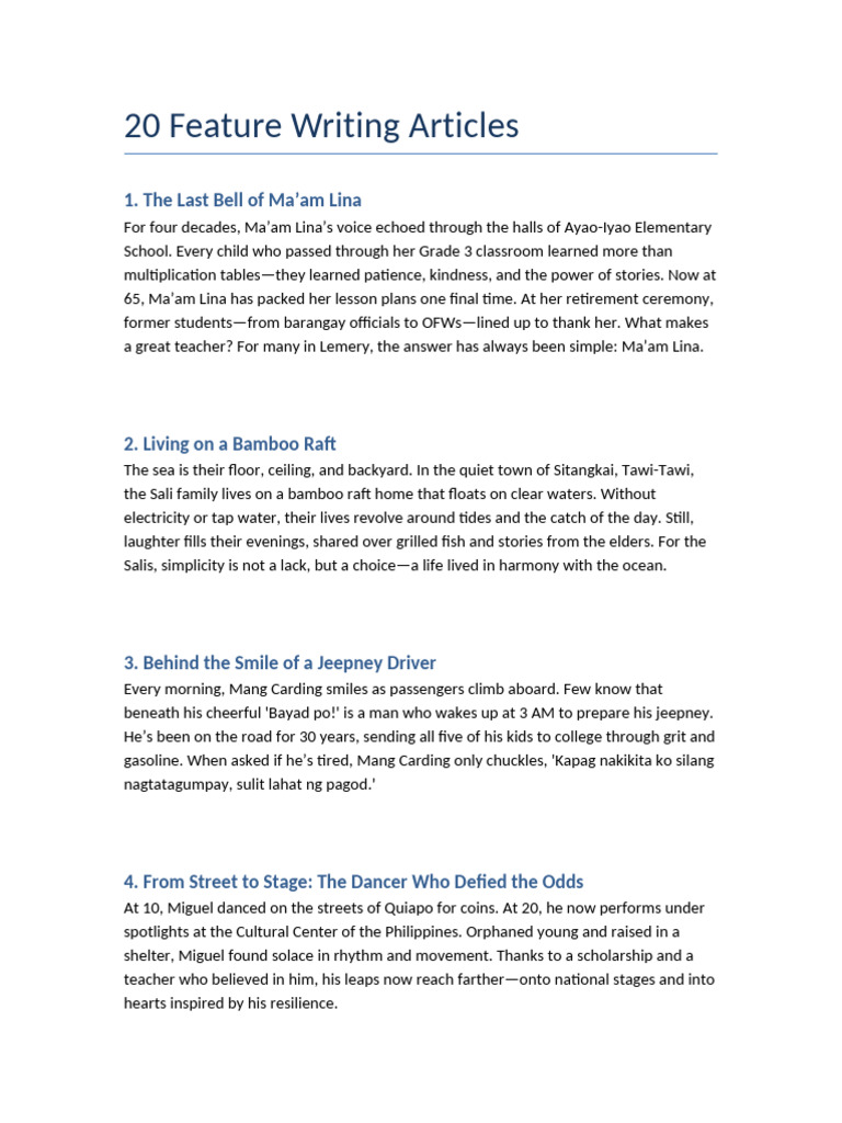 20 Complete Feature Writing Articles | PDF | Coffeehouse