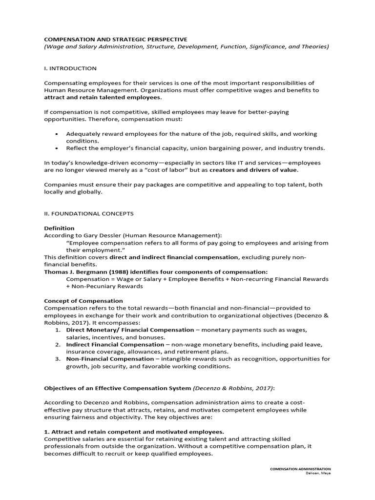 Compensation Administration WK 1 2 3 Updated PLMAR 4 | PDF | Cost Of ...