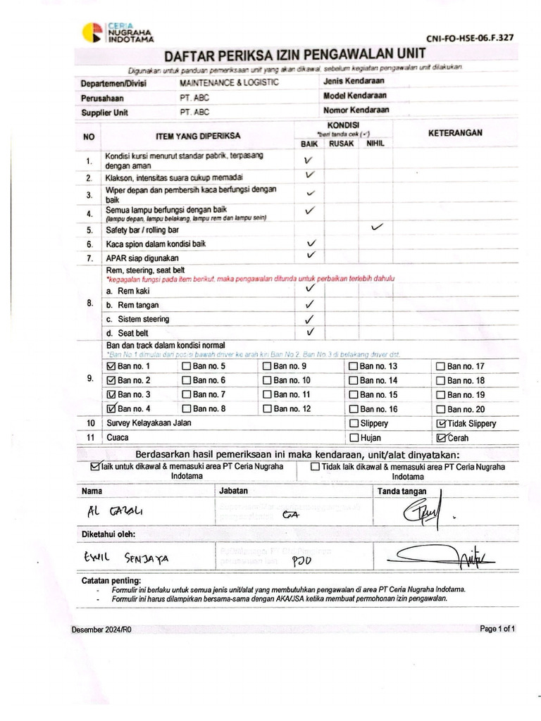 Surat Pengawalan Unit ABC | PDF