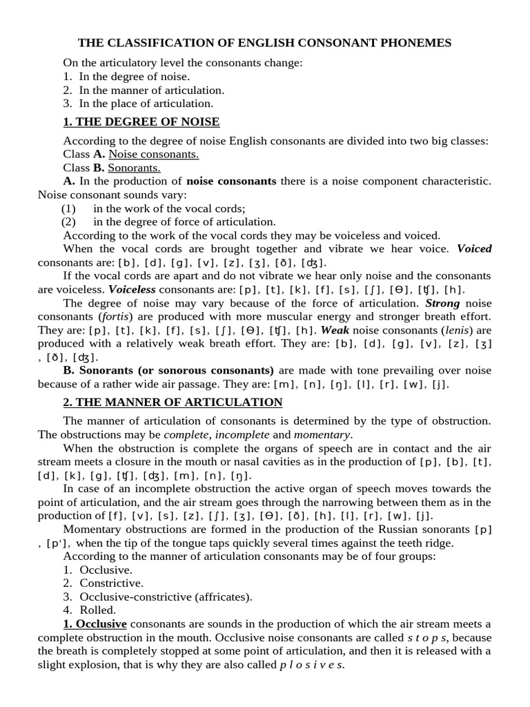 Classification of English Consonants | PDF | Linguistics | Human Voice