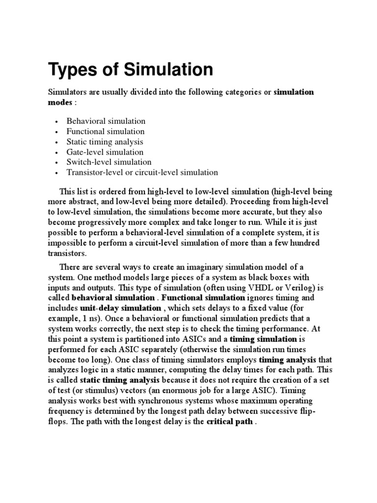 Types of Simulation | PDF | Simulation | Logic Gate