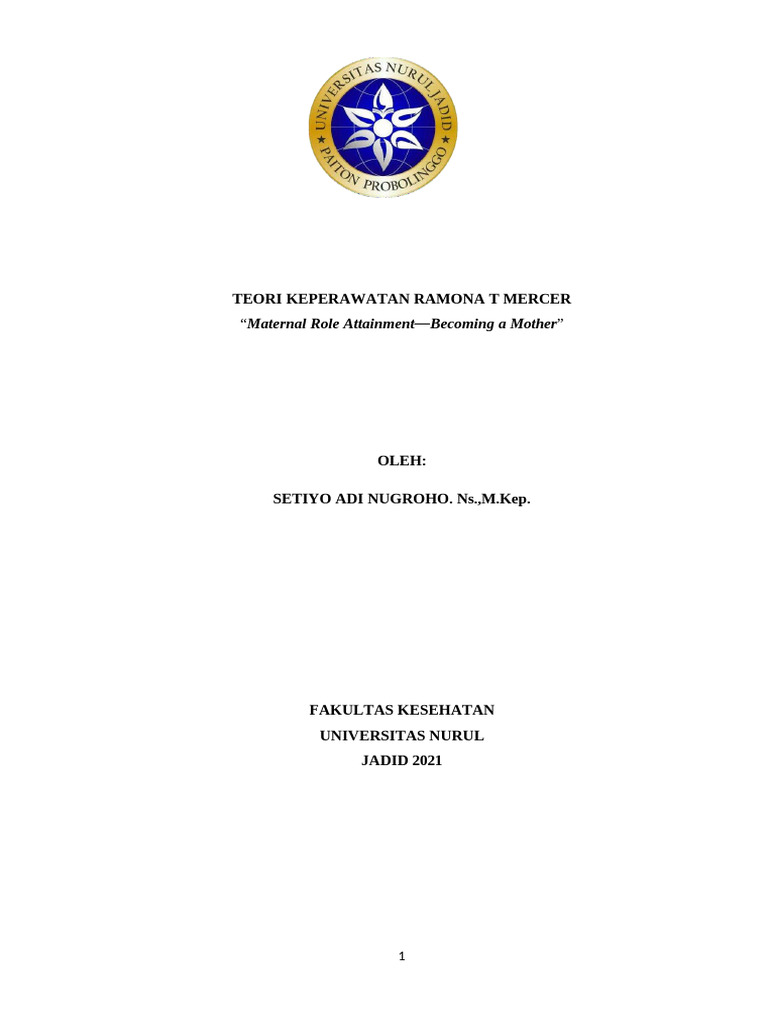 Teori Keperawatan Ramona T Mercer | PDF | Kesehatan Holistik