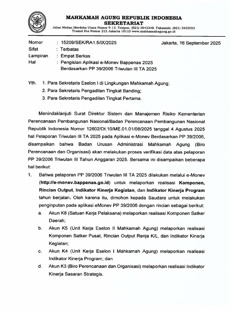 Web Pengisian Aplikasi E-Monev Bappenas | PDF