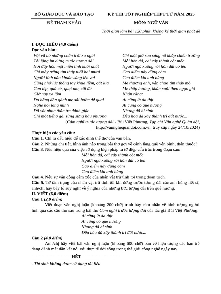 De Tham Khao - Mon Ngu Van | PDF