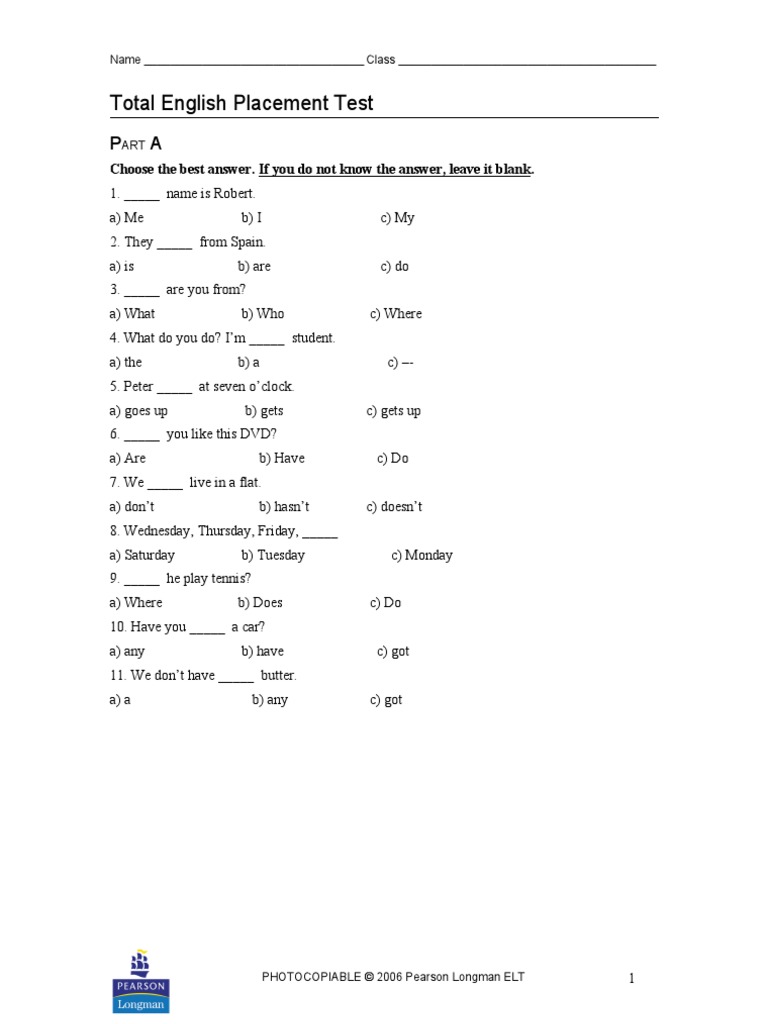 Placement Test | PDF