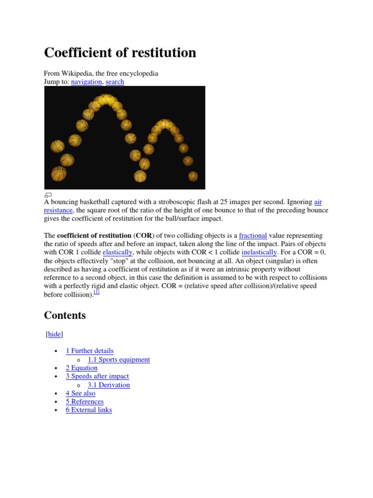 Understanding Coefficient of Restitution | PDF | Collision | Momentum