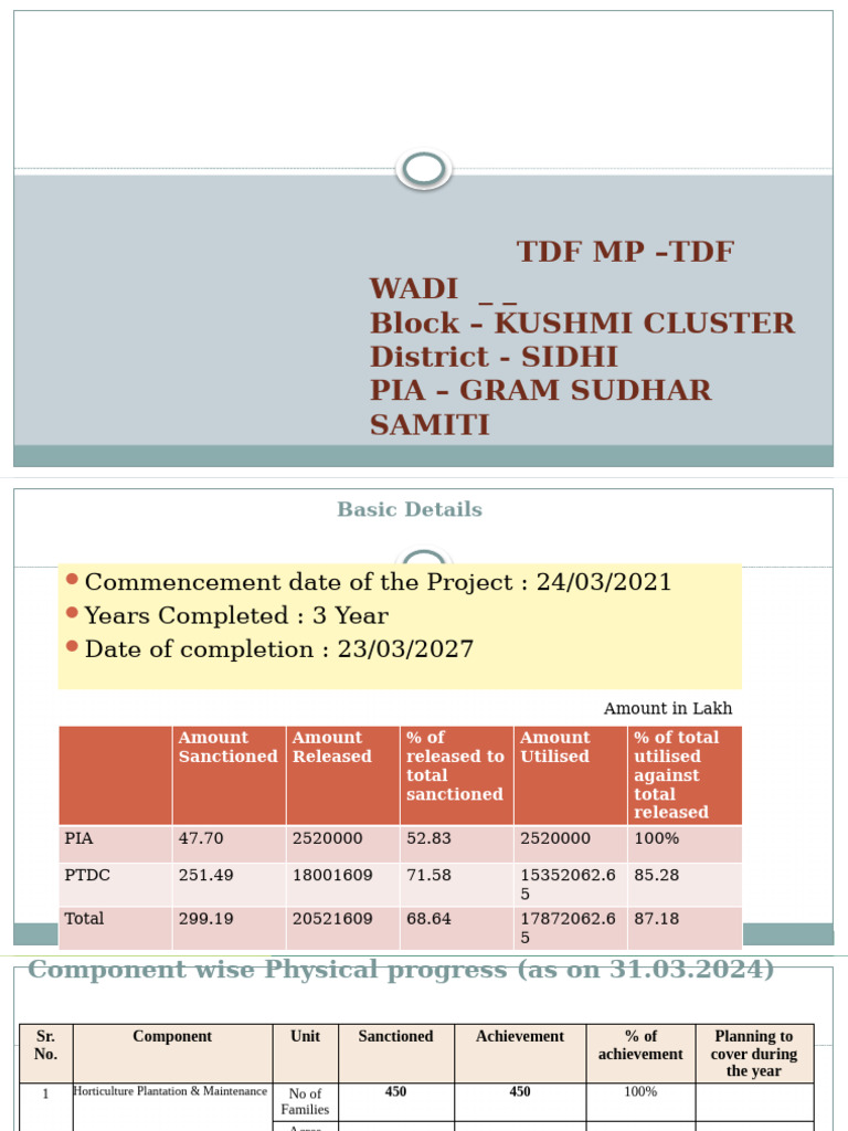 TDF Project Progress Report Sidhi | PDF | Land Management | Natural ...