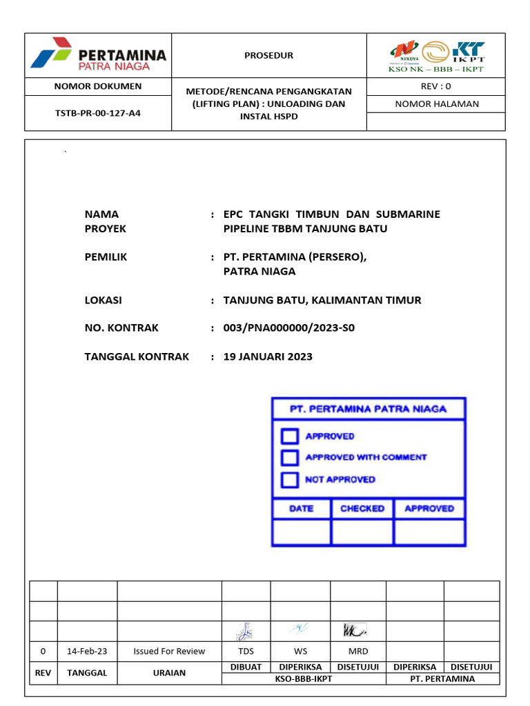 Tstb-Pr-00-127-A4 - Metode Atau Rencana Pengangkatan (Lifting Plan ...