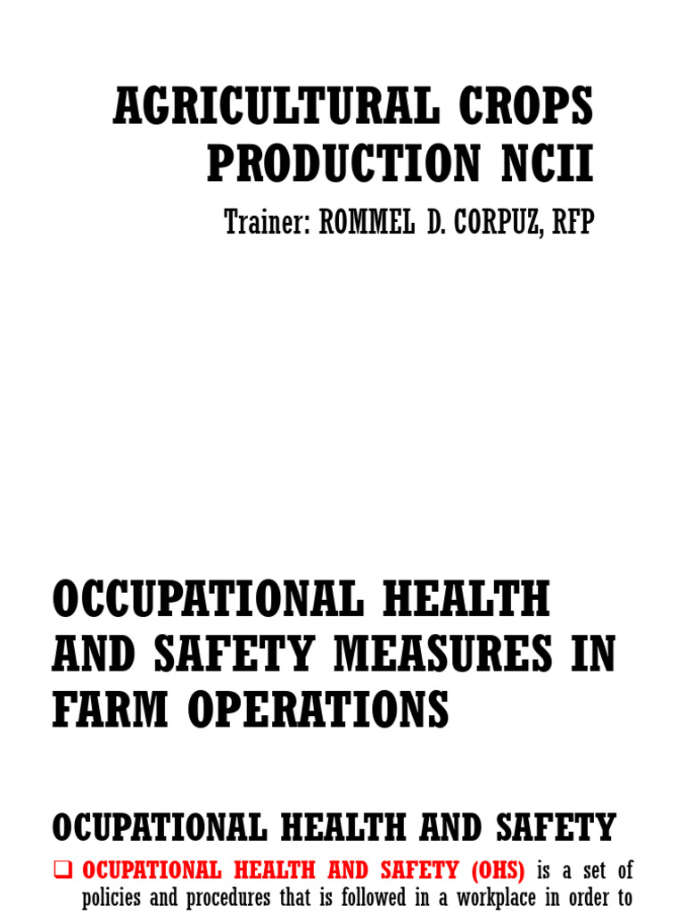 Occupational Safety in Farm Operations | PDF | Occupational Safety And ...