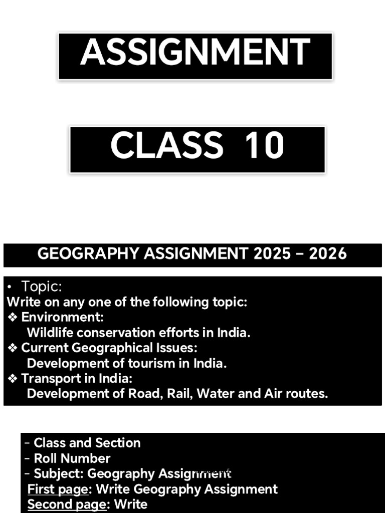 Class 10 Assignment Presentation 2025-2026 | PDF