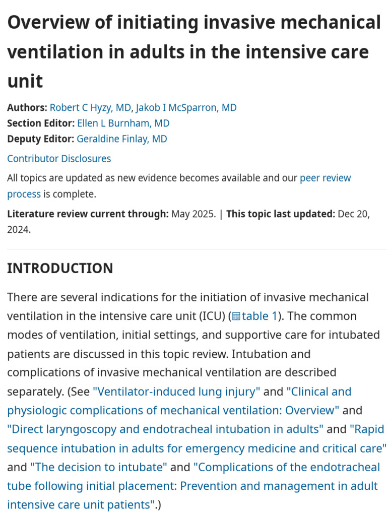 Indications of Invasive Mechanical Ventilation | PDF | Breathing ...