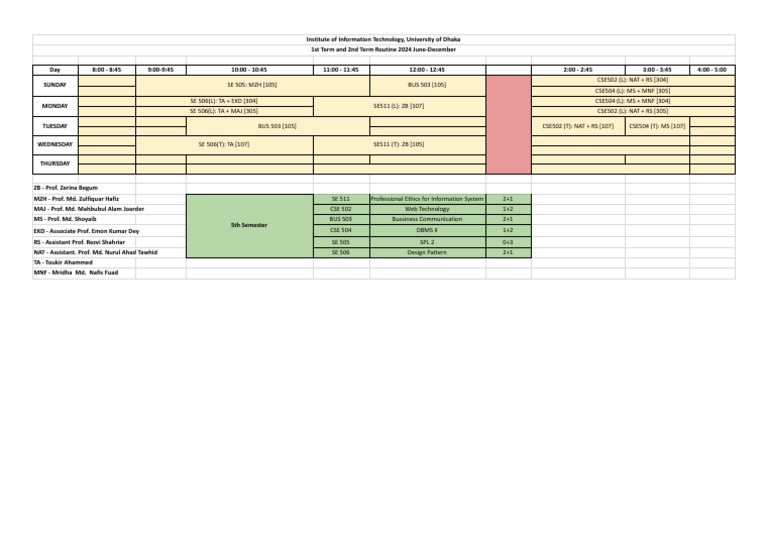 IIT Routine 2024 June December 5TH SEM | PDF