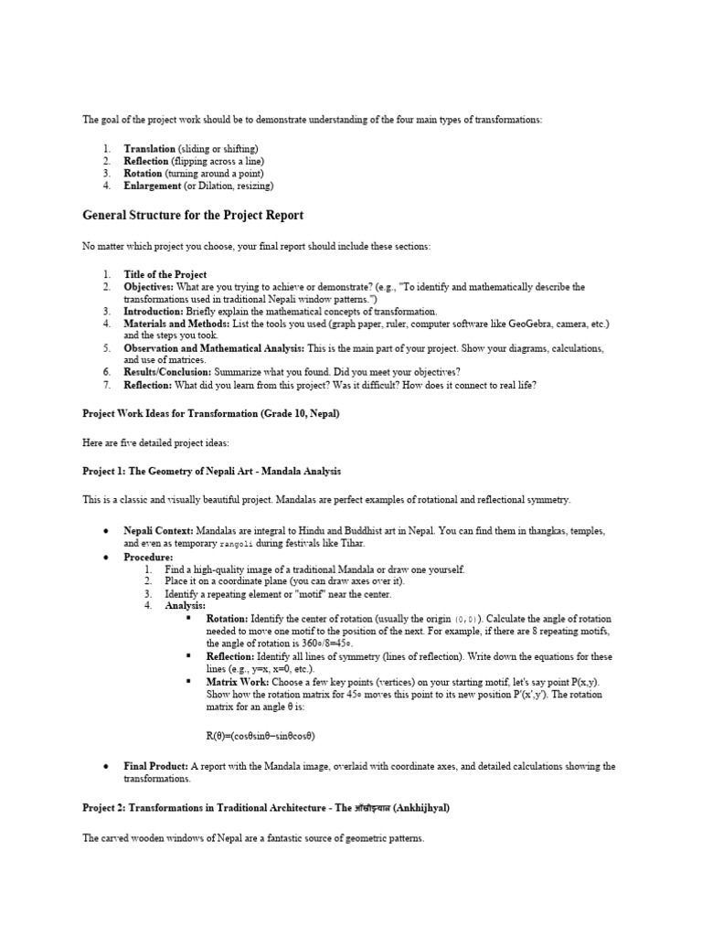 Transformation Project Ideas for Grade 10 | PDF | Matrix (Mathematics ...