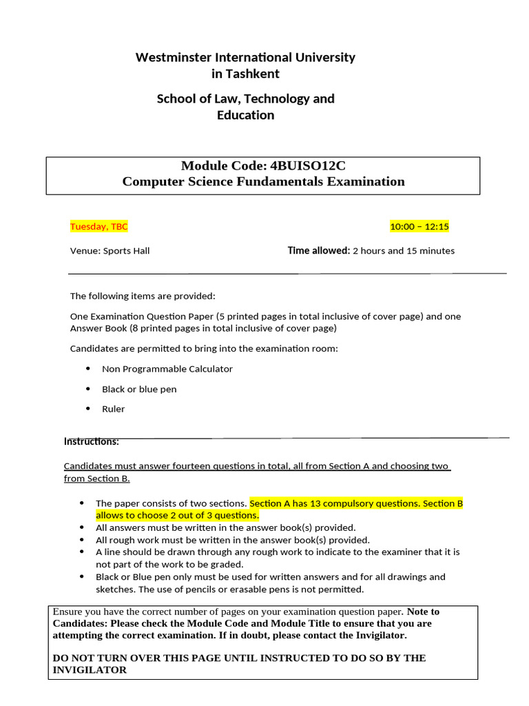 Computer Science Fundamentals Exam Guide | PDF | Bios | Operating System