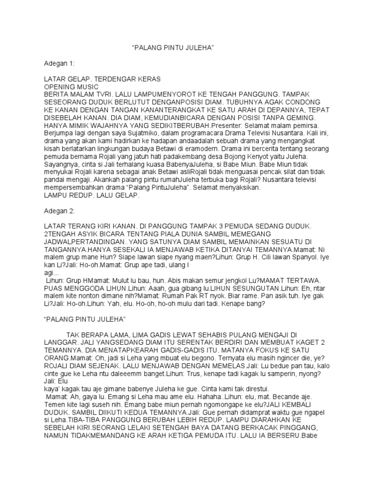 Palang Pintu Juleha Oleh | PDF