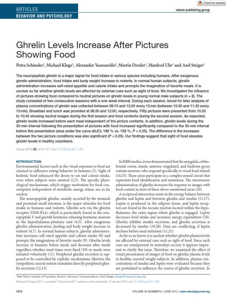 Ghrelin Levels Rise with Food Images | PDF | Eating | Appetite