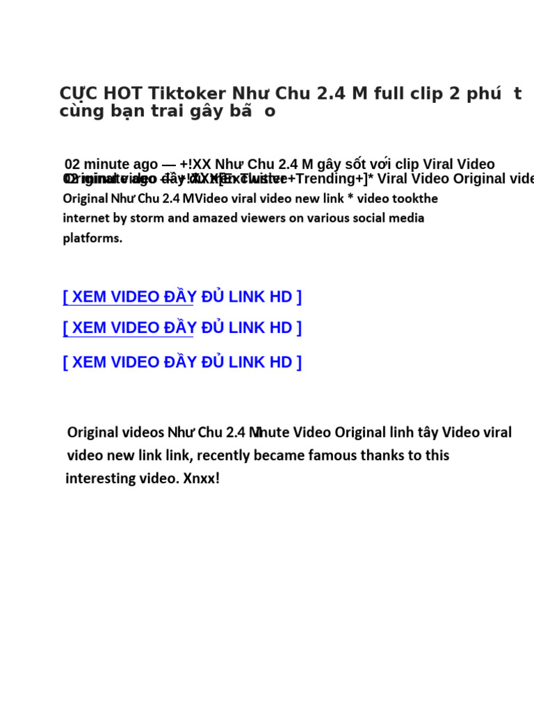xxx video Như Chu 2,4 phút link gốc video đầy đủ | PDF