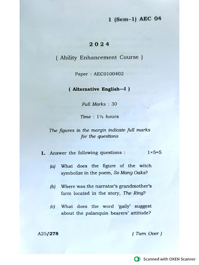 AEC Sem I Question Paper | PDF