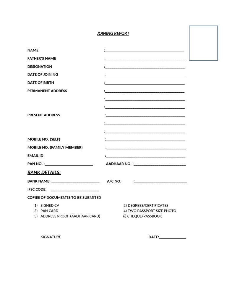 Employee Joining Report Template | PDF