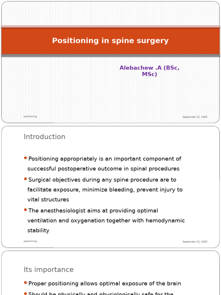 Optimal Positioning in Spine Surgery | PDF | Vein | Thorax