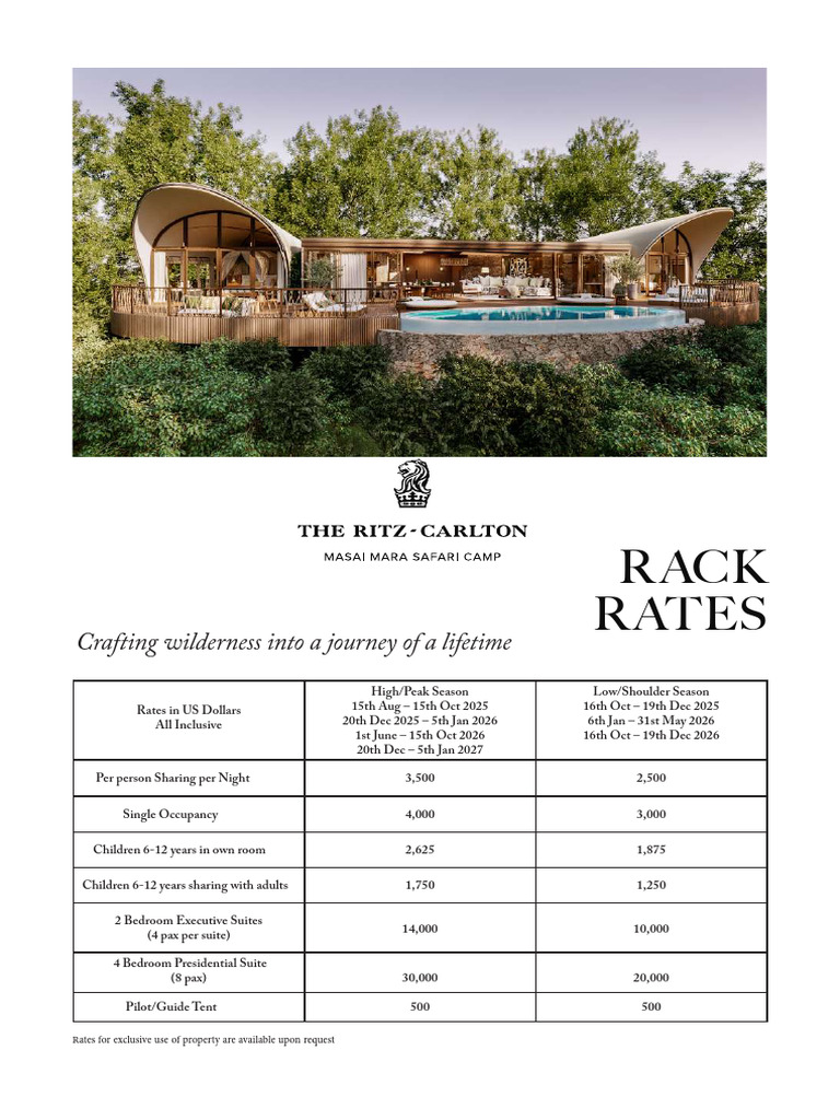 Rack Rates - The Ritz-Carlton, Masai Mara Safari Camp | PDF ...