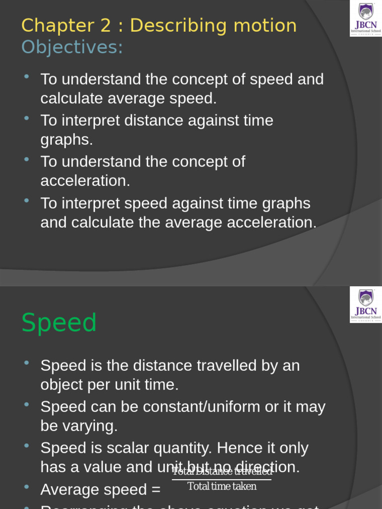 Grade 9 Chapter 2 Describing Motion JBCN | PDF | Speed | Velocity