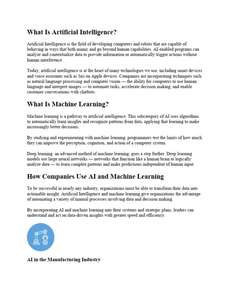 Understanding AI and Machine Learning | PDF | Artificial Intelligence ...