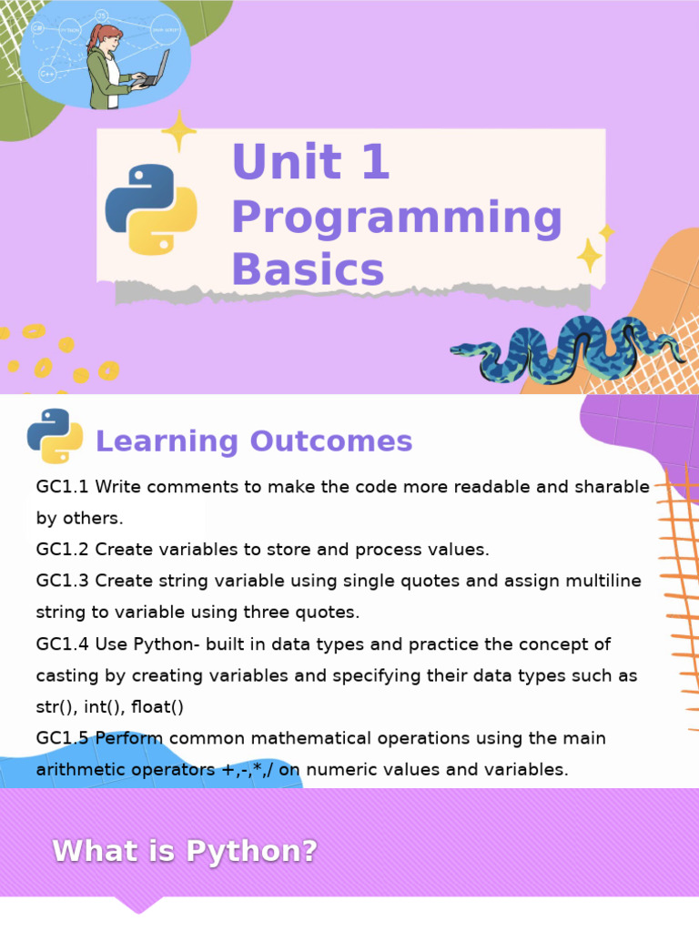 CSC200 Unit 1 Programming Basics | PDF | Control Flow | Python (Programming Language)