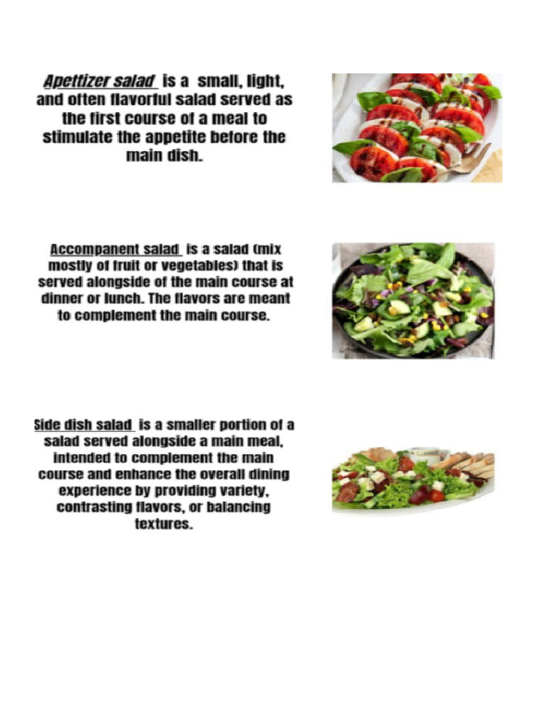 Classifications of Salad According Their Function | PDF