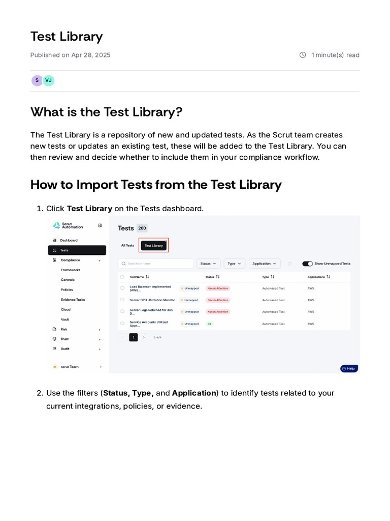 Test Library: Importing Compliance Tests | PDF