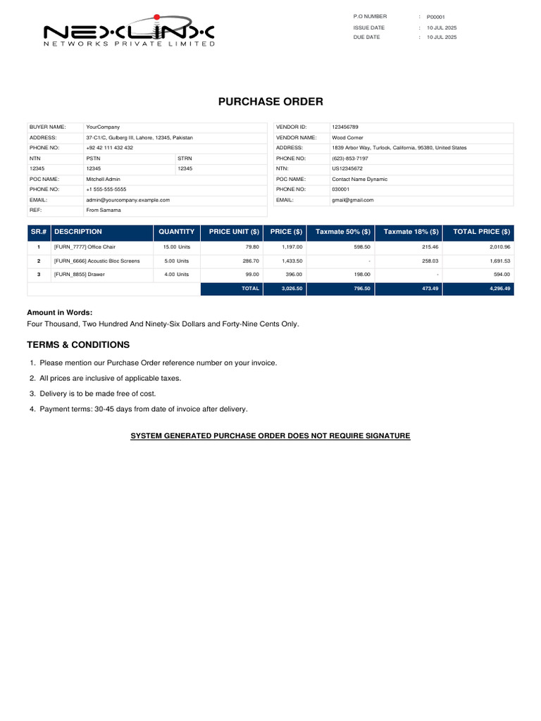 Purchase Order for Office Supplies | PDF | Business Documents | Business